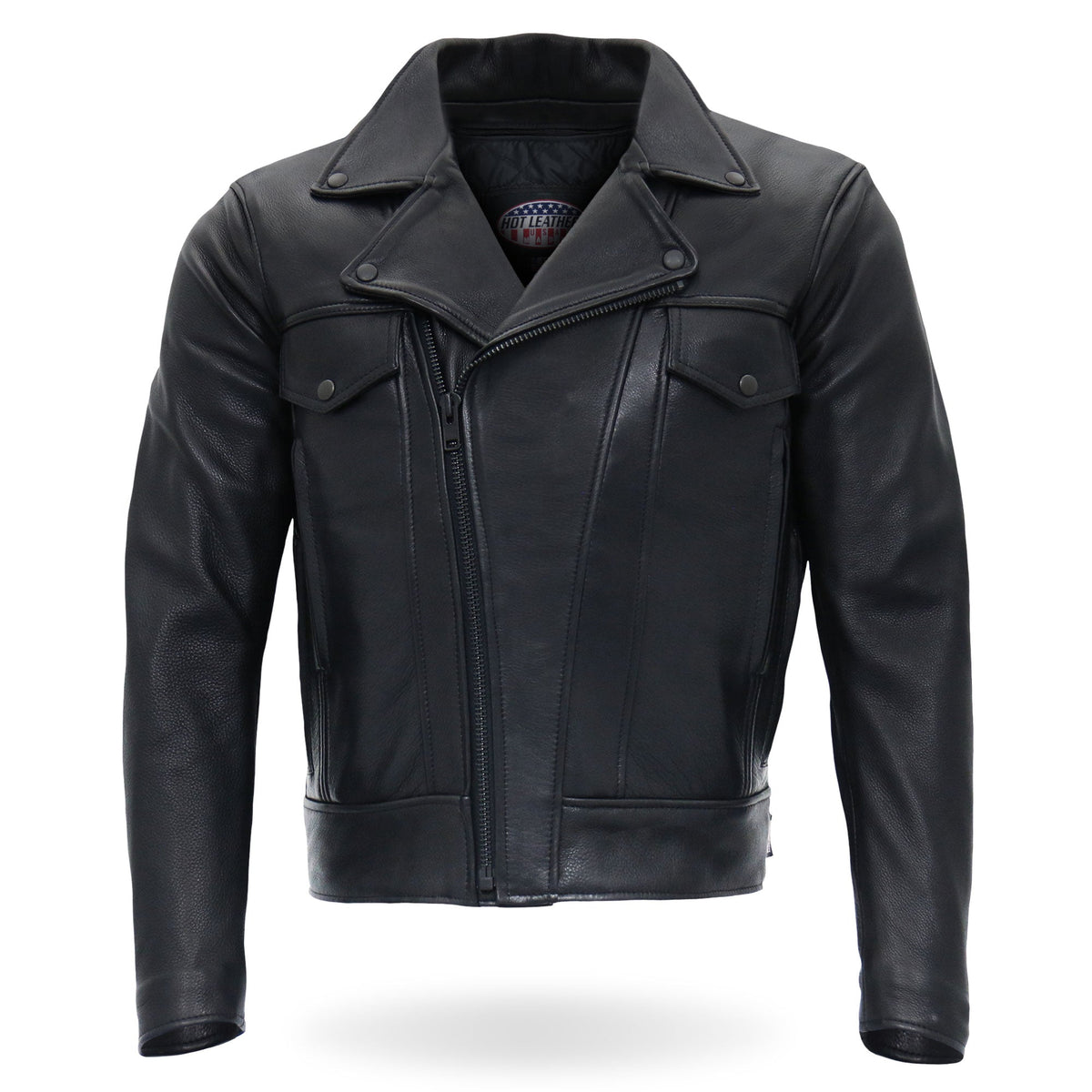 Made in the USA - Hot Leathers JKM5008 Men's Black Premium Leather Ven ...