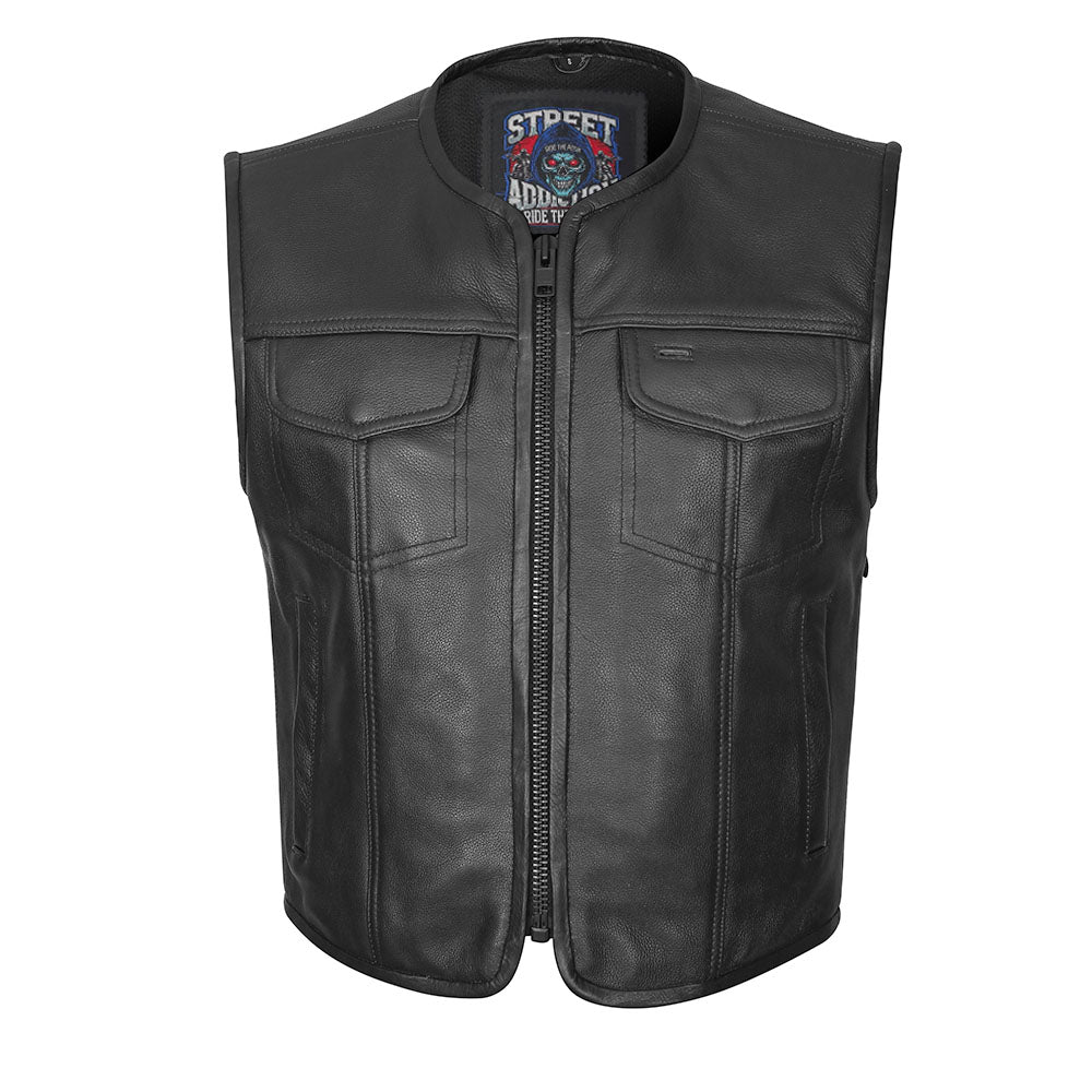 Rogue - Low Cut Vest with Full Side Zippers – Leather Universe